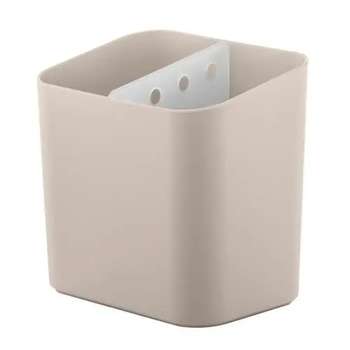 OU Durable Scratch Resistant Nonslip Utensil Holder With Removable Divider - Beige