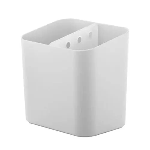 OU Durable Scratch Resistant Nonslip Utensil Holder With Removable Divider - White