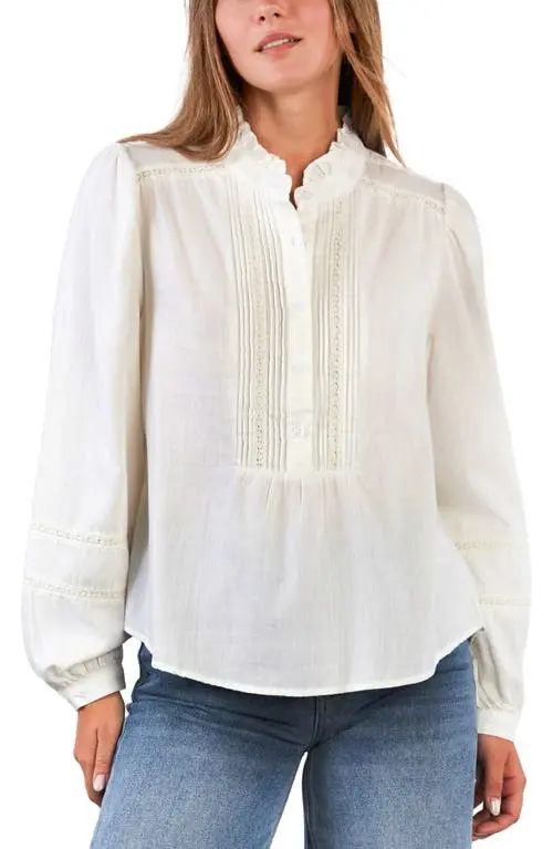 BILLY T Lulu Ruffle & Lace Shirt - True White