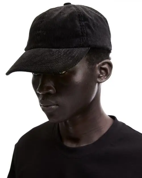 VOWELS Corduroy Cap With Logo - Black