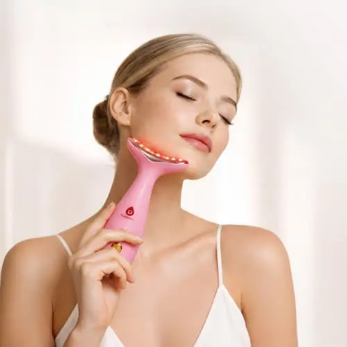 PURSONIC Led Light Therapy Neck & Face Sculpting Wand - Pink