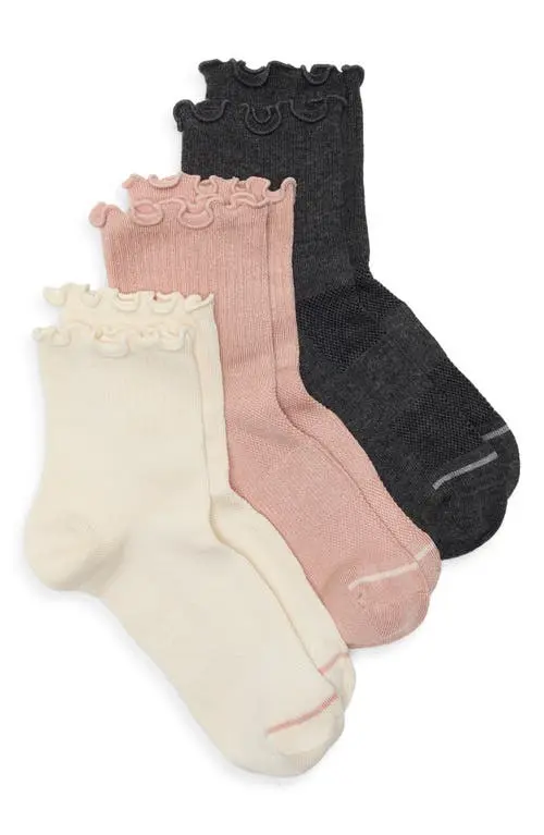 Nordstrom Lettuce Edge Ankle Socks 3 Pack - Pink Multi Pack