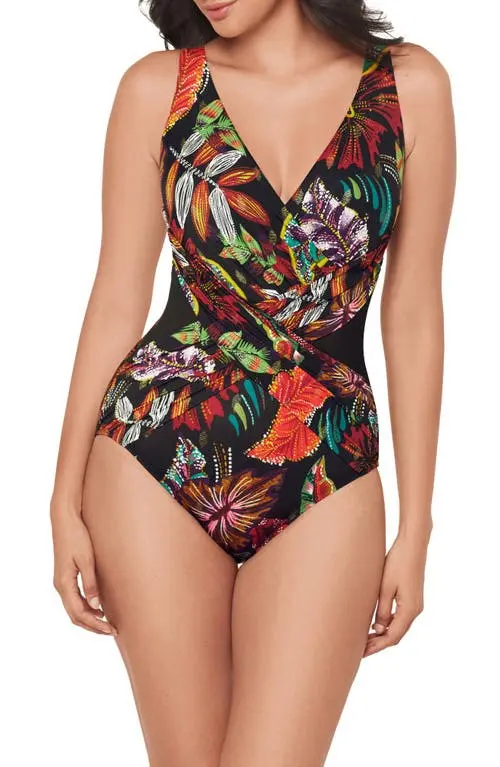 Miraclesuit Pluma Orla Crossover One-piece Swimsuit - Black Multi