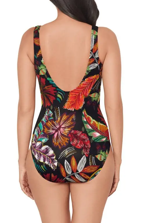 Miraclesuit Pluma Orla Crossover One-piece Swimsuit - Black Multi