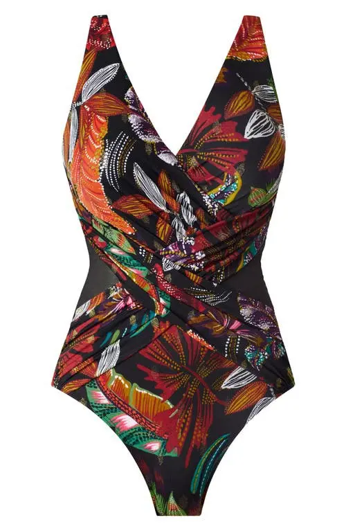Miraclesuit Pluma Orla Crossover One-piece Swimsuit - Black Multi