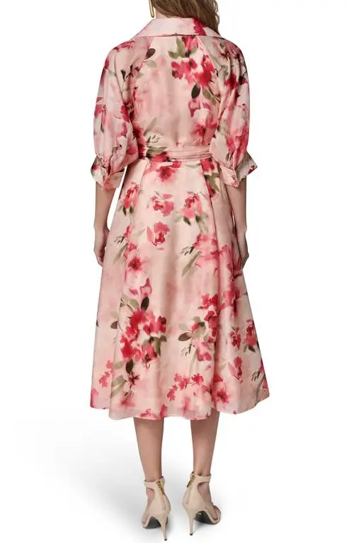 Donna Karan New York Floral Print Tie Waist Shirtdress - Geranium Multi