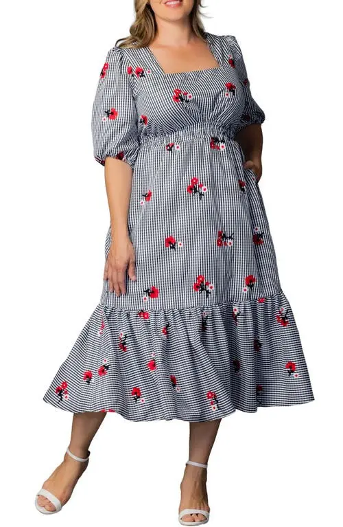 KIYONNA Bailey Square Neck Maxi Dress - Gingham And Florals