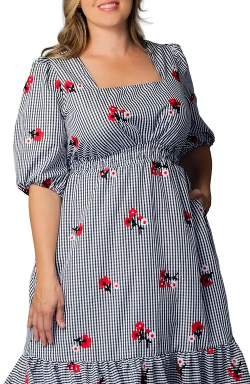 KIYONNA Bailey Square Neck Maxi Dress - Gingham And Florals