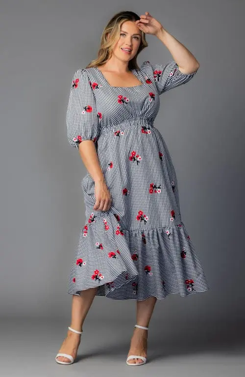 KIYONNA Bailey Square Neck Maxi Dress - Gingham And Florals