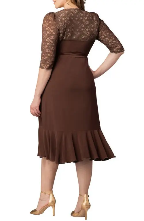 KIYONNA Lace Midi Wrap Dress