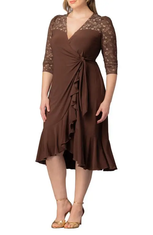 KIYONNA Lace Midi Wrap Dress