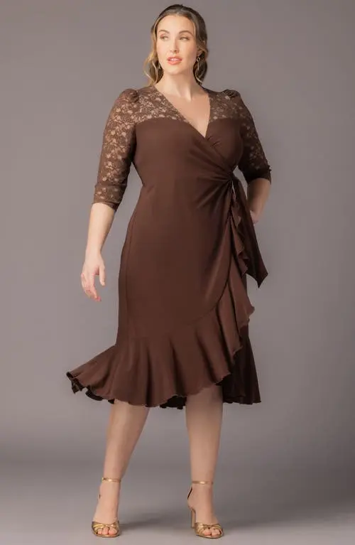 KIYONNA Lace Midi Wrap Dress