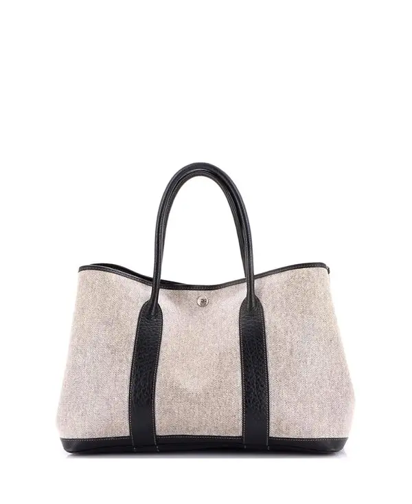 Hermès 36 Garden Party Tote Toile And Leather - Black
