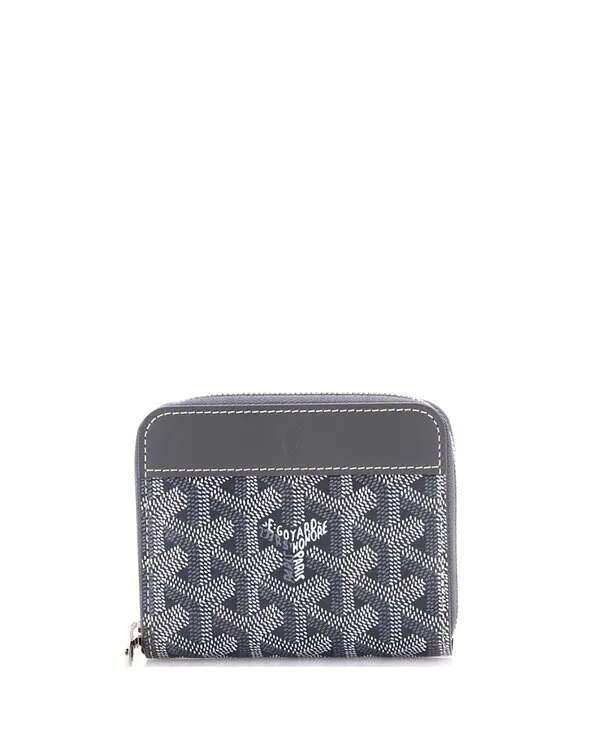 Goyard Pm Matignon Zip Wallet Coated Canvas With Leather - Gray
