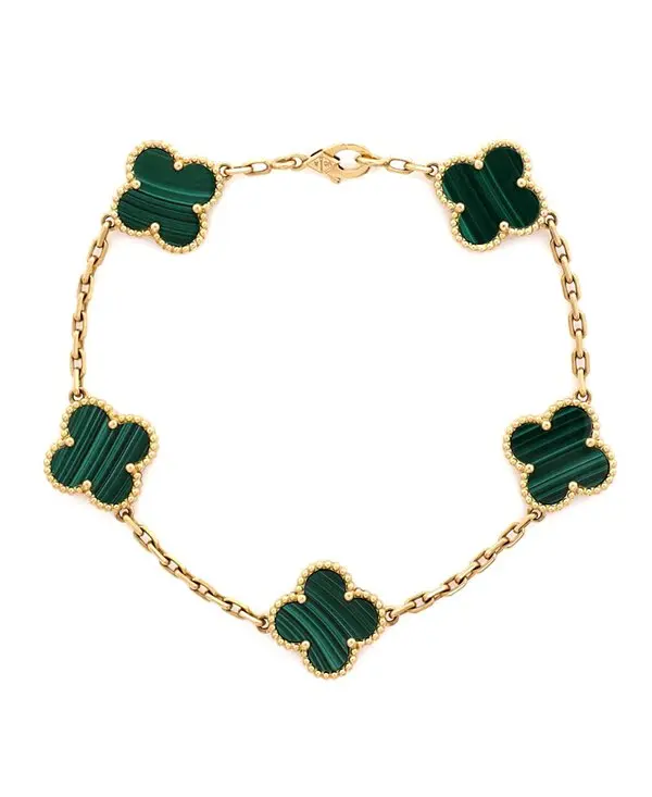 VAN CLEEF & ARPELS Vintage-like Alhambra 5 Motifs Bracelet 18k And Malachite - Gold
