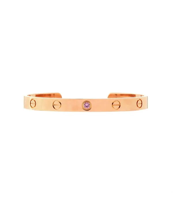 CARTIER Love Cuff Bracelet In 18k Rose Gold With Sapphire - Pink