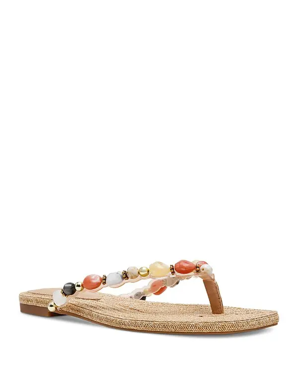 Steve Madden Marble Embellished Thong Sandals - Natural Multi