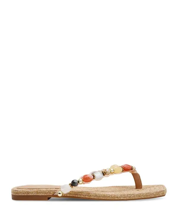 Steve Madden Marble Embellished Thong Sandals - Natural Multi