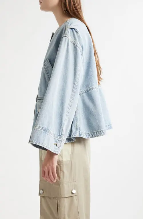 3.1 Phillip Lim Collarless Trapeze Denim Jacket - Light Blue
