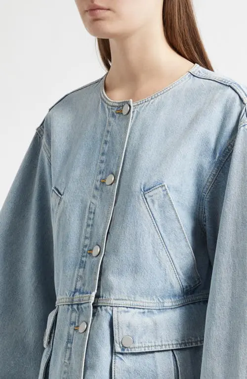 3.1 Phillip Lim Collarless Trapeze Denim Jacket - Light Blue