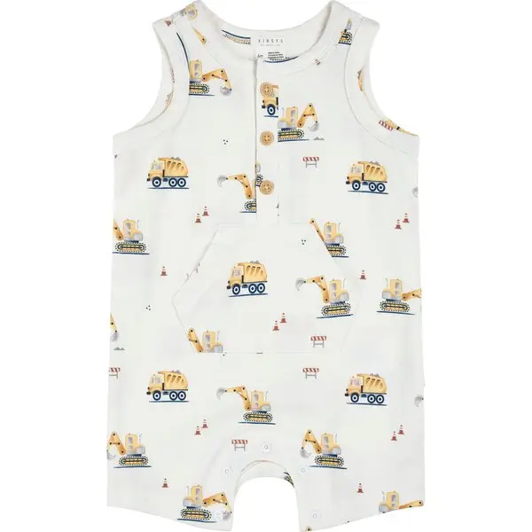 PETIT LEM Digger Print Jersey Romper - Off White