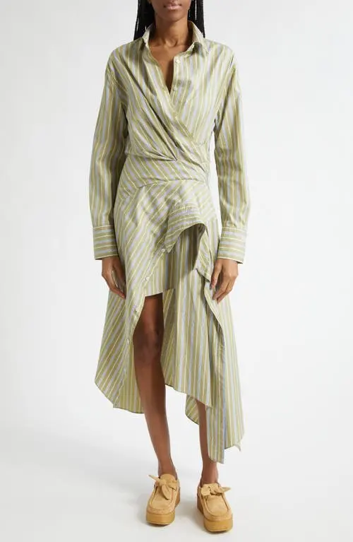 Monse Cascade Stripe Long Sleeve Deconstructed Shirt Dress