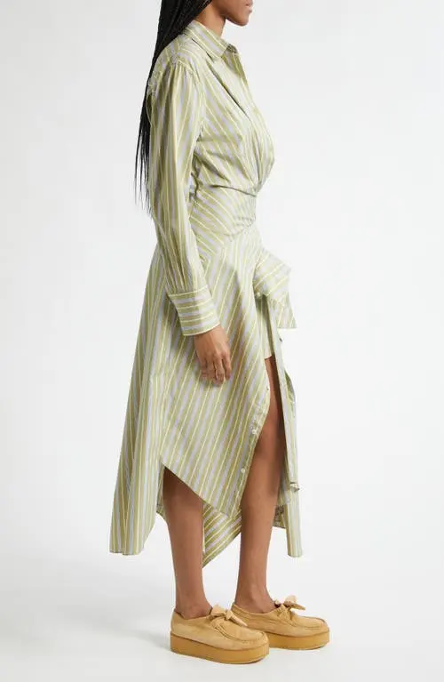 Monse Cascade Stripe Long Sleeve Deconstructed Shirt Dress