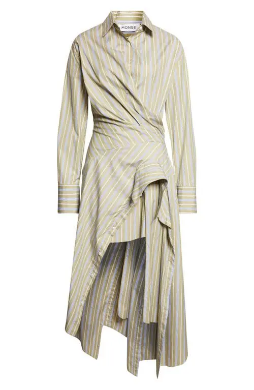 Monse Cascade Stripe Long Sleeve Deconstructed Shirt Dress