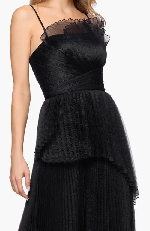 Betsy & Adam Fan Pleated Tulle Gown