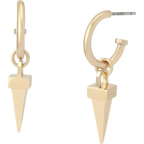 ALLSAINTS Spike Charm Huggie Earrings - Shiny Gold