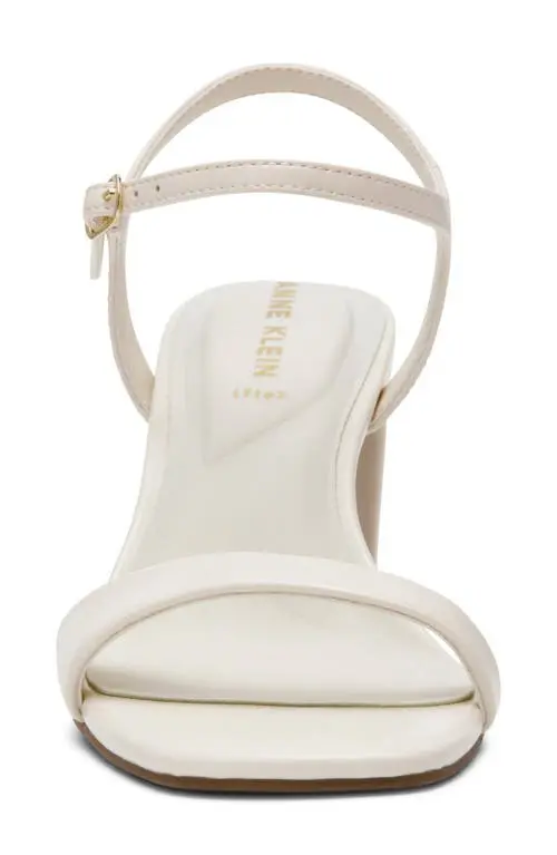 Anne Klein Ankle Strap Block Heel Sandals - Bone Crinkle