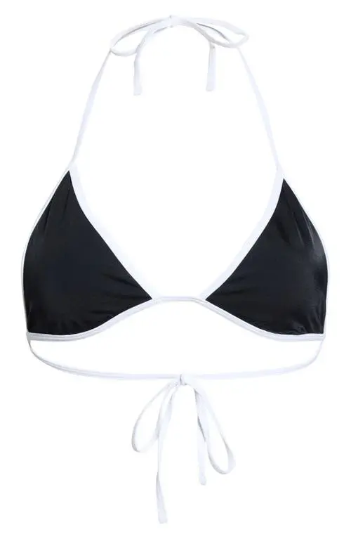 PACSUN Juno Contrast Trim Triangle Bikini Top - Black