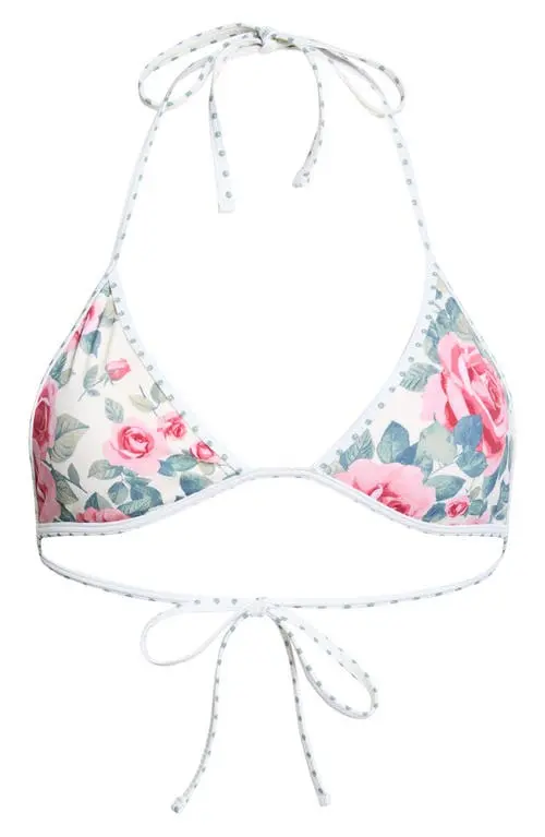 PACSUN Juno Contrast Trim Triangle Bikini Top - Floral