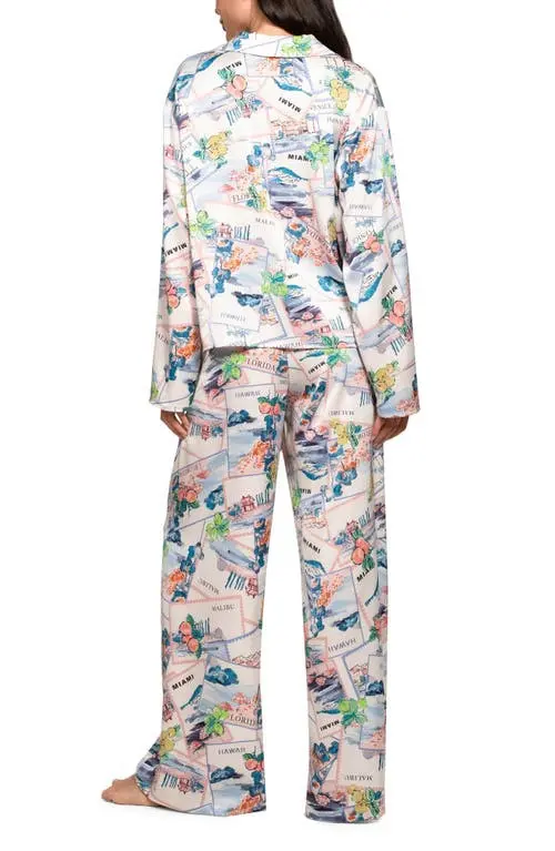 MIDNIGHT BAKERY Print Satin Pajamas - White