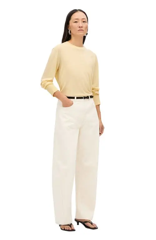 Another Tomorrow Denim Curved Pant - Ecru