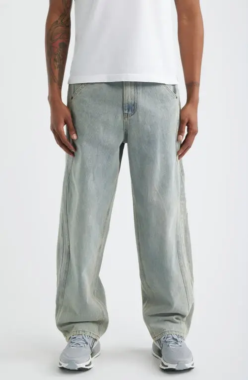 CRIMINAL DAMAGE Wavy Seam Relaxed Jeans - Washed Blue