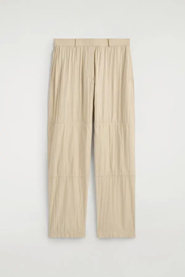 Cos Crinkled-silk Straight-leg Pants - Light Beige