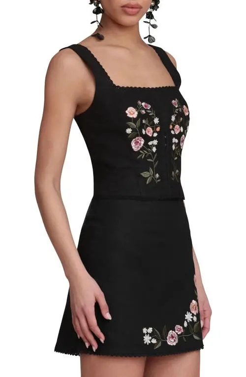 Avec Les Filles Embroidered Corset Tank