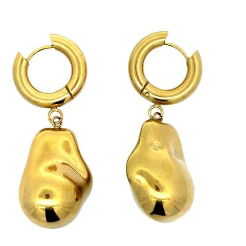 GEMINI JEWELRY Gold Nugget Drop Earrings