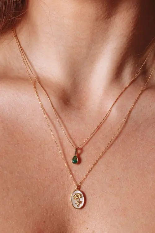 SET & STONES Hana 14k Gold Pendant Necklace - Gold/april
