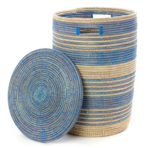 AFRICAN MODERN Set Of Three Ebb & Flow Striped Hampers