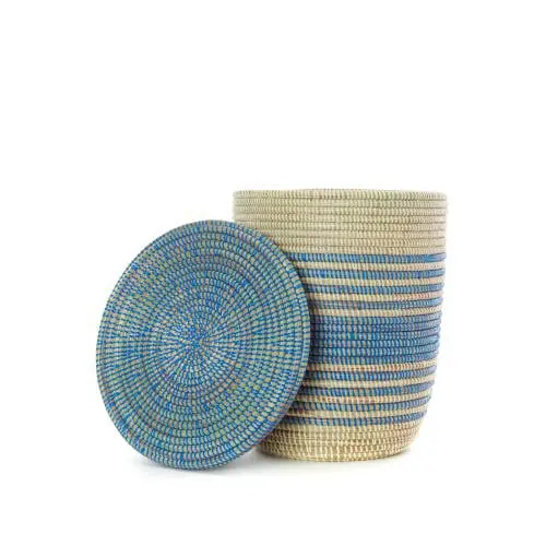 AFRICAN MODERN Set Of Three Ebb & Flow Striped Hampers