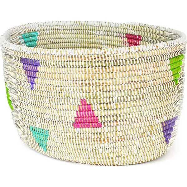AFRICAN MODERN Teranga Triangles Knitting Basket - White