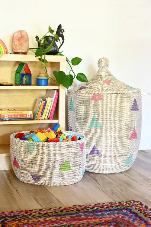 AFRICAN MODERN Teranga Triangles Knitting Basket