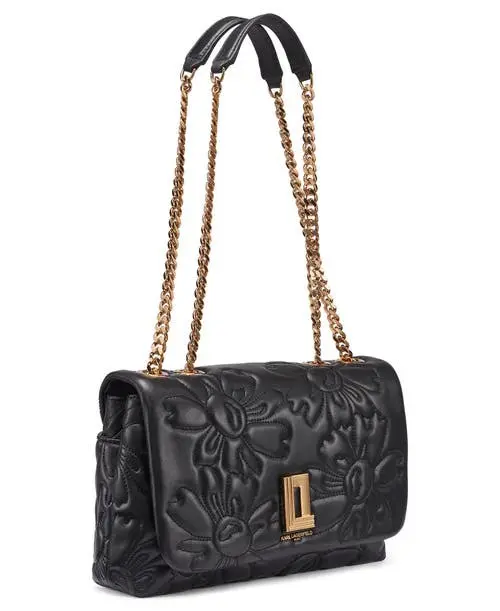 Karl Lagerfeld Paris Lafayette Quilted Floral Shoulder Bag - Black/gold