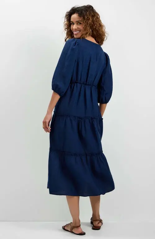 Trina Turk Tiered Ruffle Linen Dress