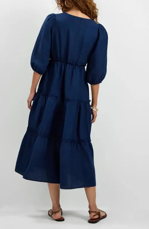 Trina Turk Tiered Ruffle Linen Dress