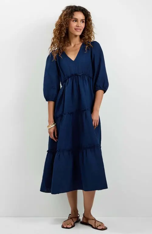 Trina Turk Tiered Ruffle Linen Dress