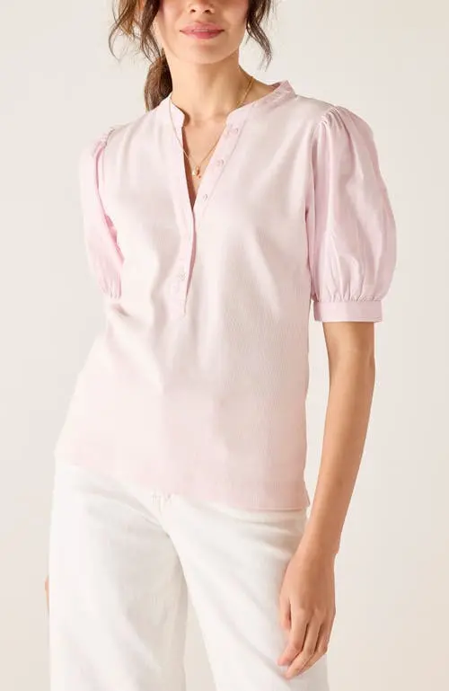 VOYAGEUR BY MERSEA Earhart Ribbed Henley Top - Water Lily
