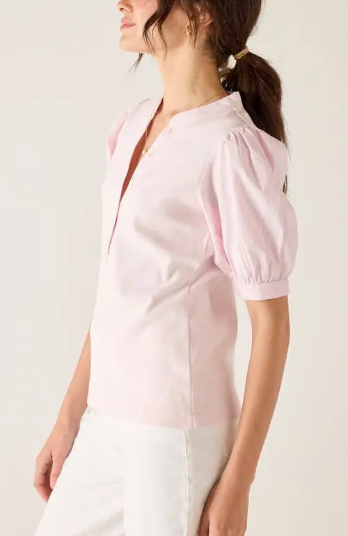 VOYAGEUR BY MERSEA Earhart Ribbed Henley Top - Water Lily